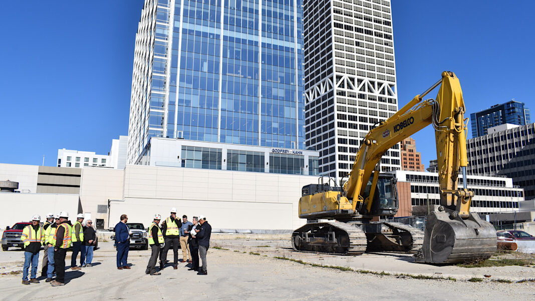 Construction work is underway at The Couture site in downtown Milwaukee