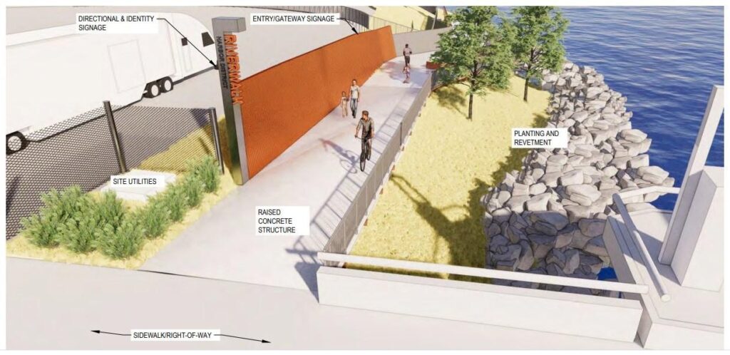 Design plans unveiled for Harbor District Riverwalk project