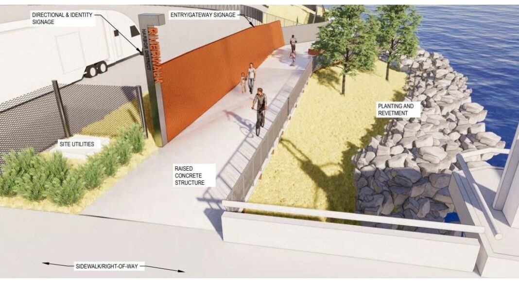 Design plans unveiled for Harbor District Riverwalk project