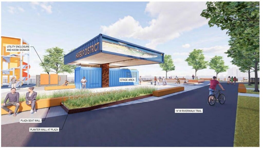 Design plans unveiled for Harbor District Riverwalk project