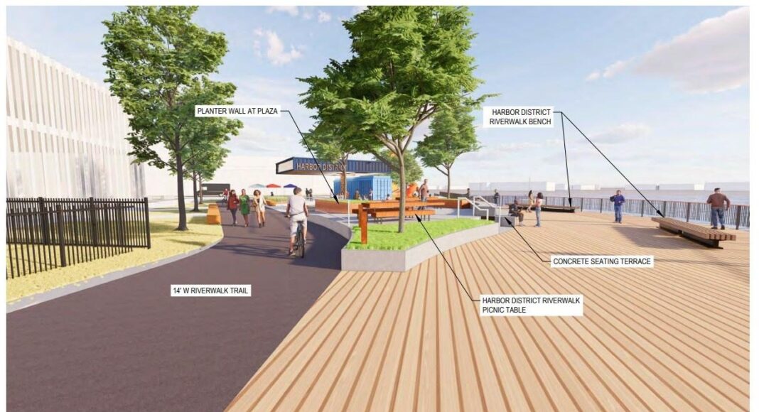 Design plans unveiled for Harbor District Riverwalk project