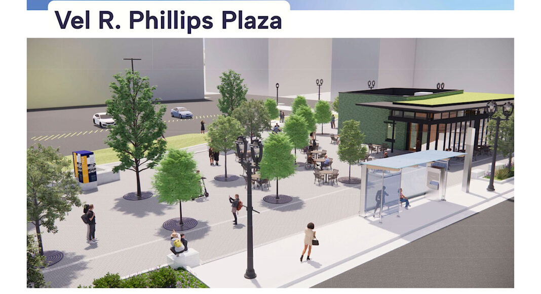 Officials mark funding milestone for Vel R. Phillips Plaza