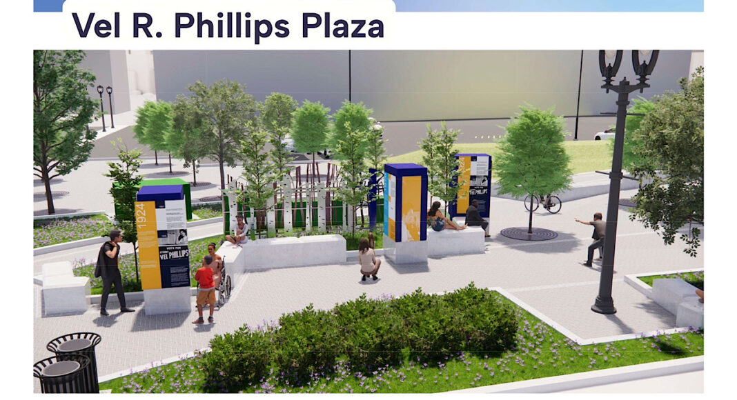 Officials mark funding milestone for Vel R. Phillips Plaza