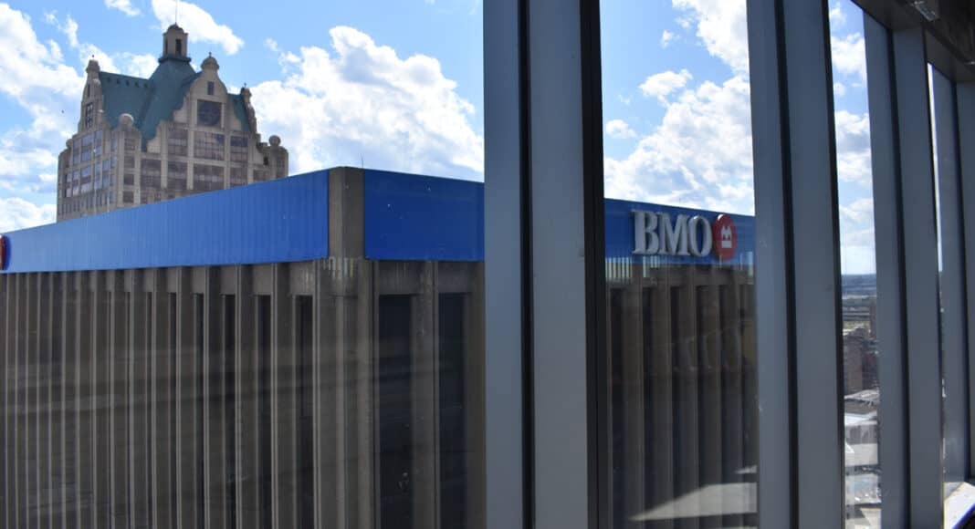 See photos: Installation of BMO Tower's glass exterior slated for ...